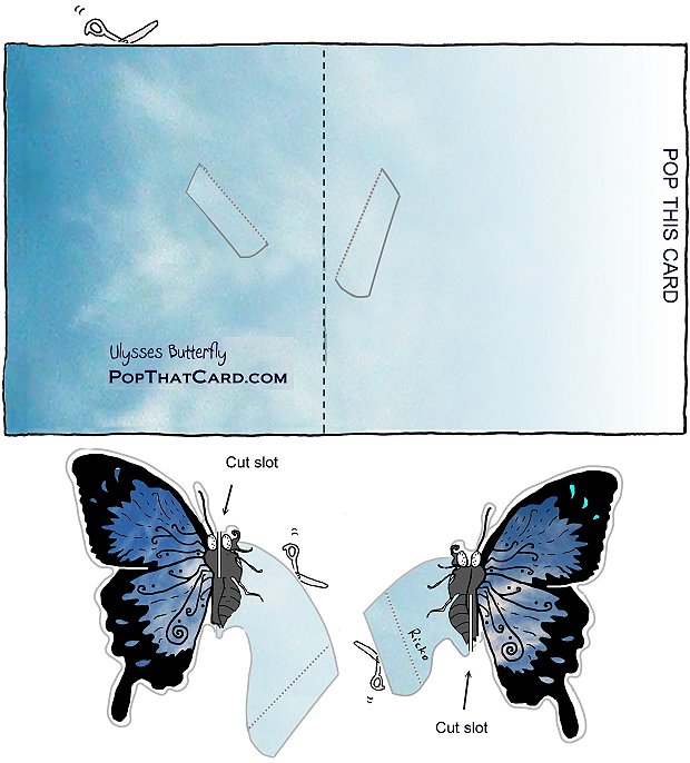Make A Butterfly Pop up card PopThatCard